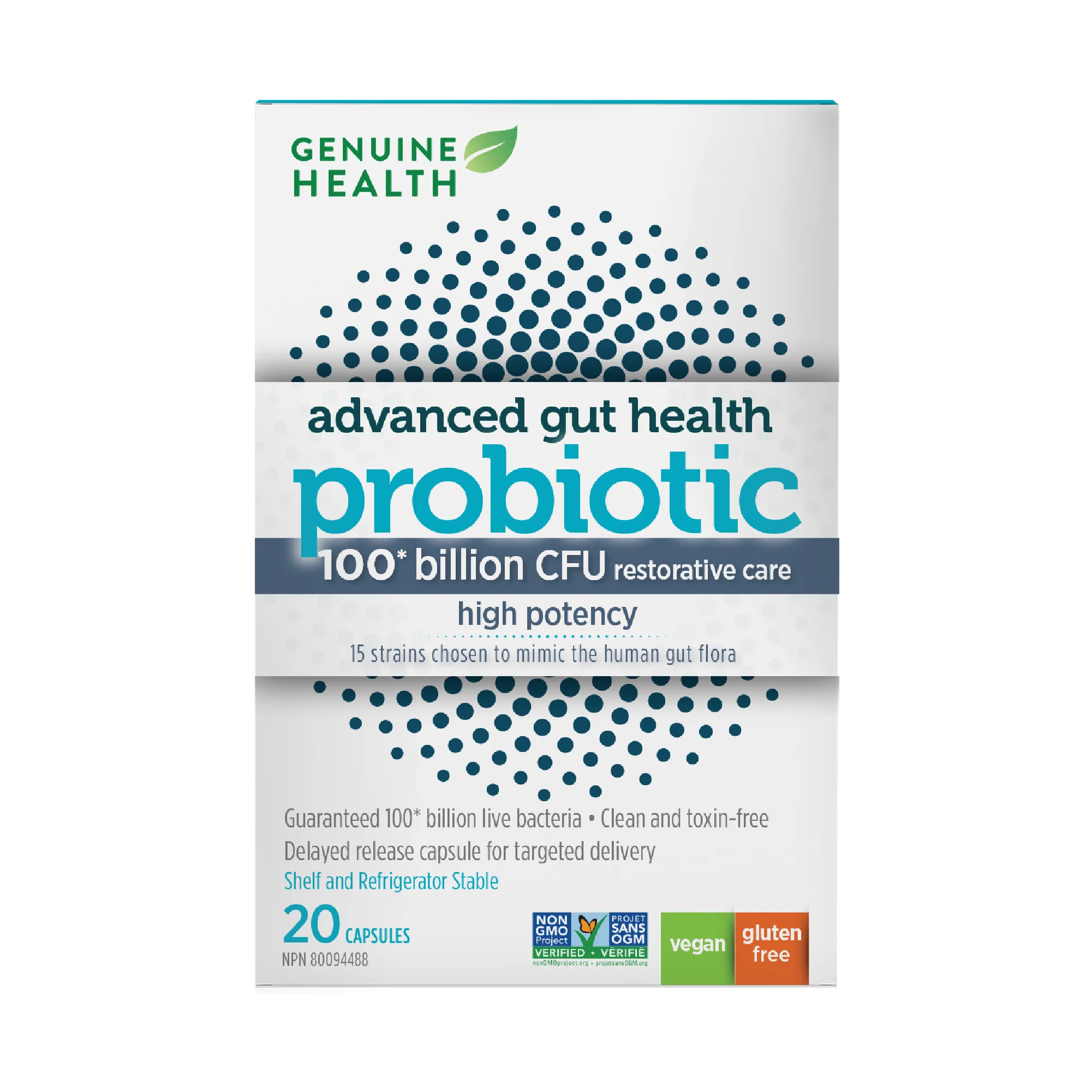 Genuine Health Probiotic 100B | High Potency Gut Support – 20 V-Caps ...
